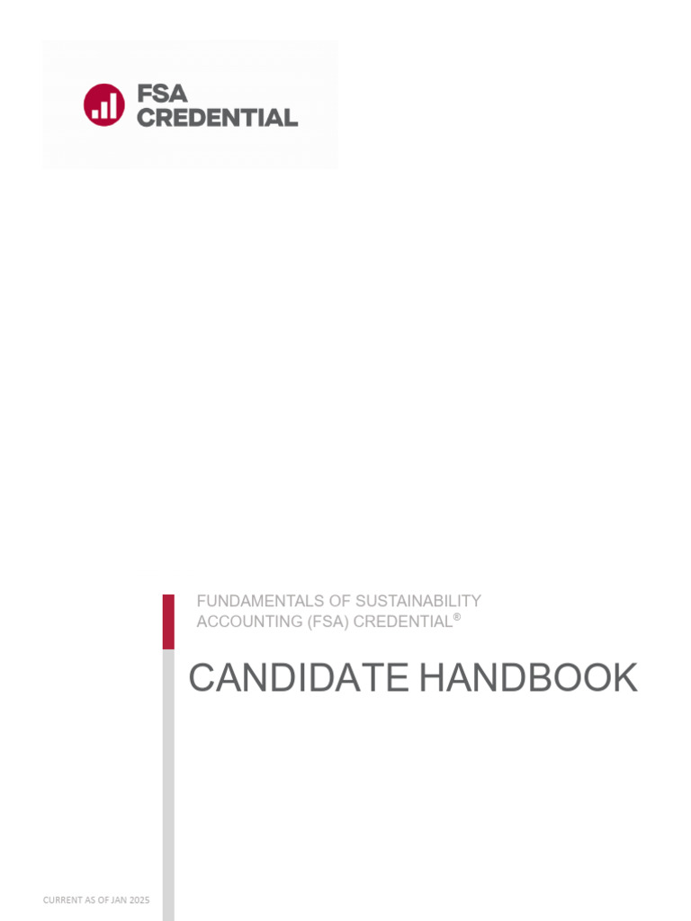 FSA Credential Candidate Handbook - Nov2025TOC | PDF