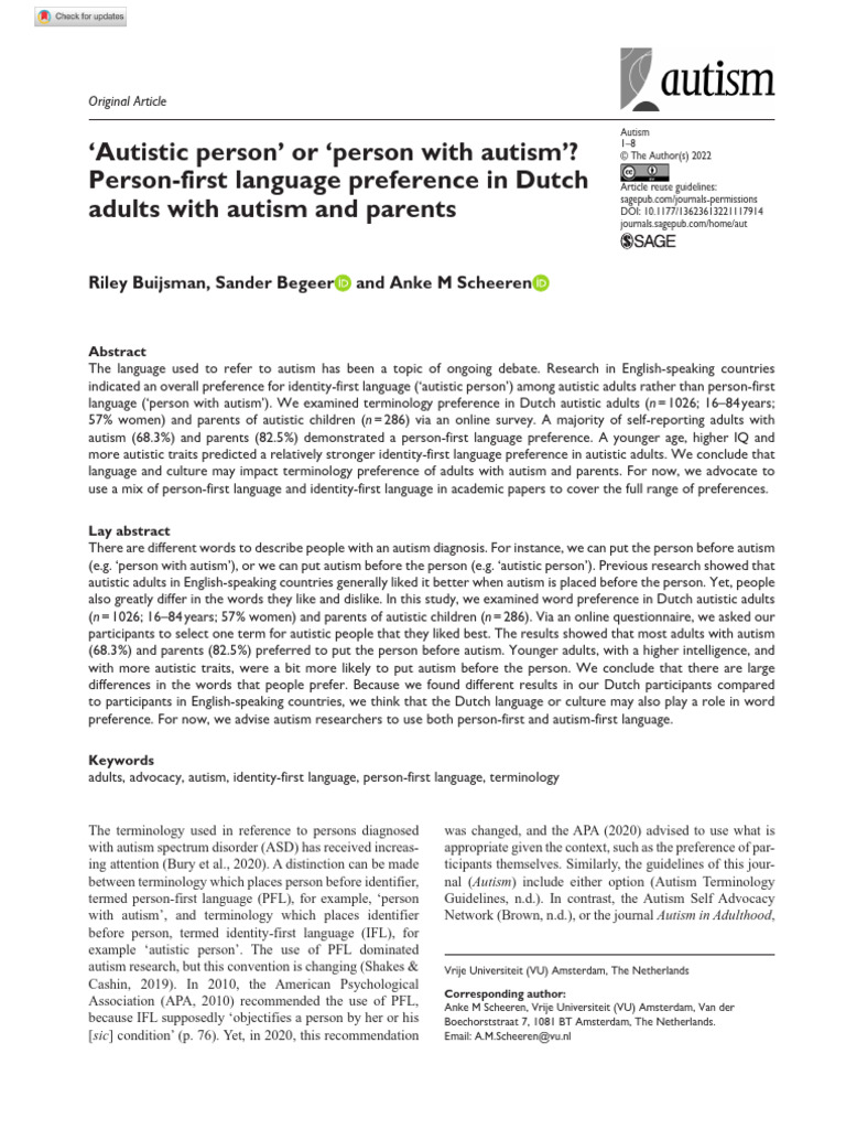 Autistic Person or Person With Autism | PDF | Autism | Intelligence ...