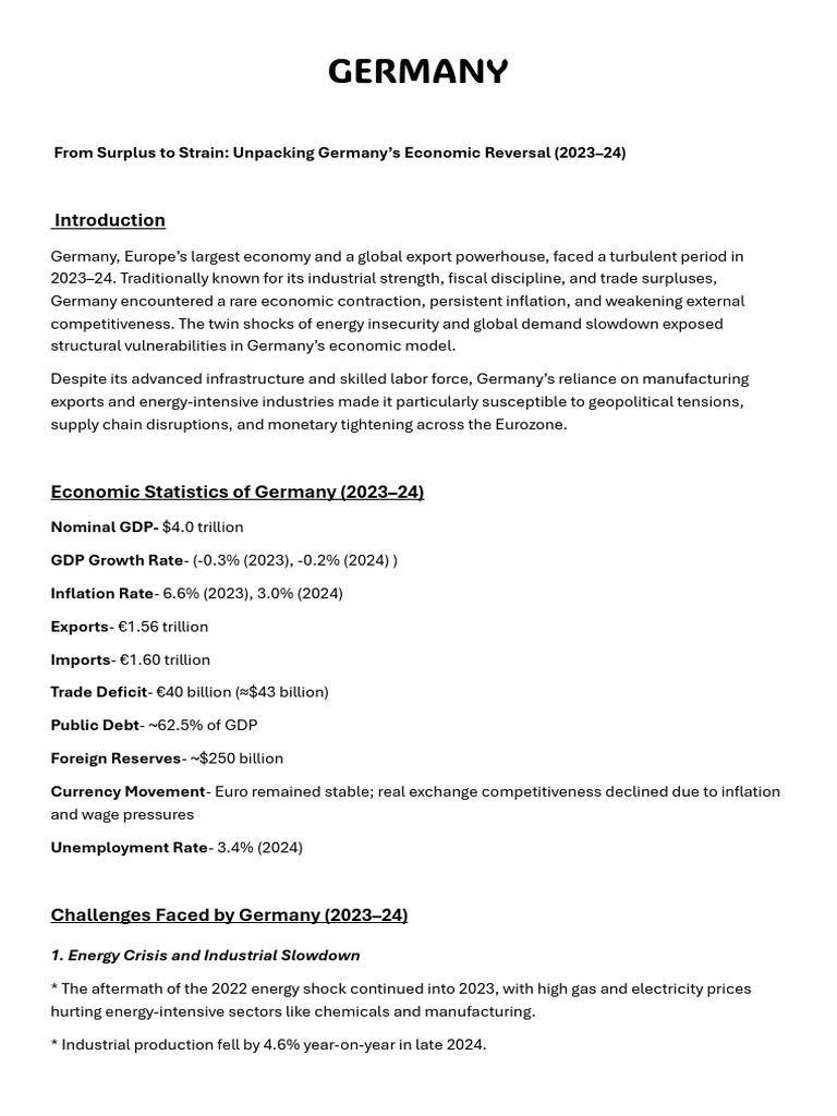 GERMANY - (Case Study) English | PDF | Inflation | Deficit Spending