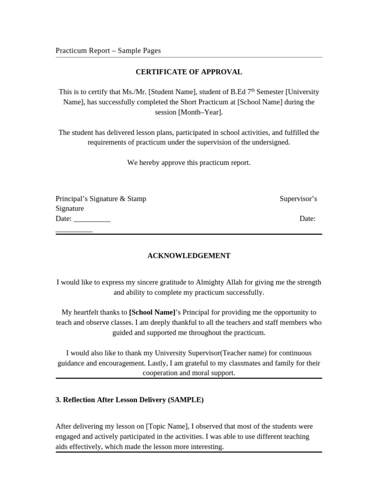 Practicum Report Sample | PDF | Teaching Method | Teachers