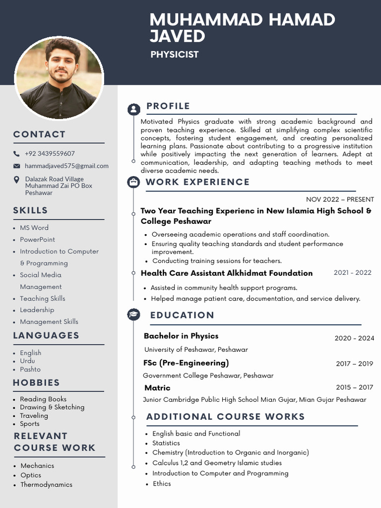 Blue and Gray Simple Professional CV | PDF | Learning
