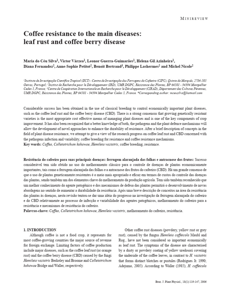 Coffee Resistance to the Main Diseases Leaf Rust and Coffee Berry ...