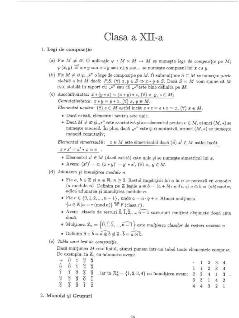 Teorie BAC Clasa A 12-A | PDF