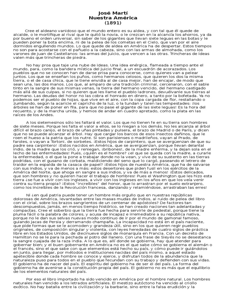 José Martí Nuestra America | PDF