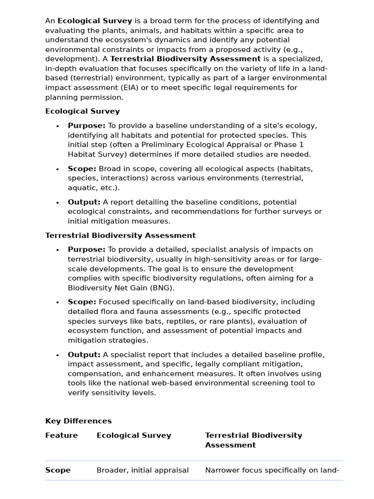 Ecological Survey and Biodiversity Assessment Difference | PDF ...