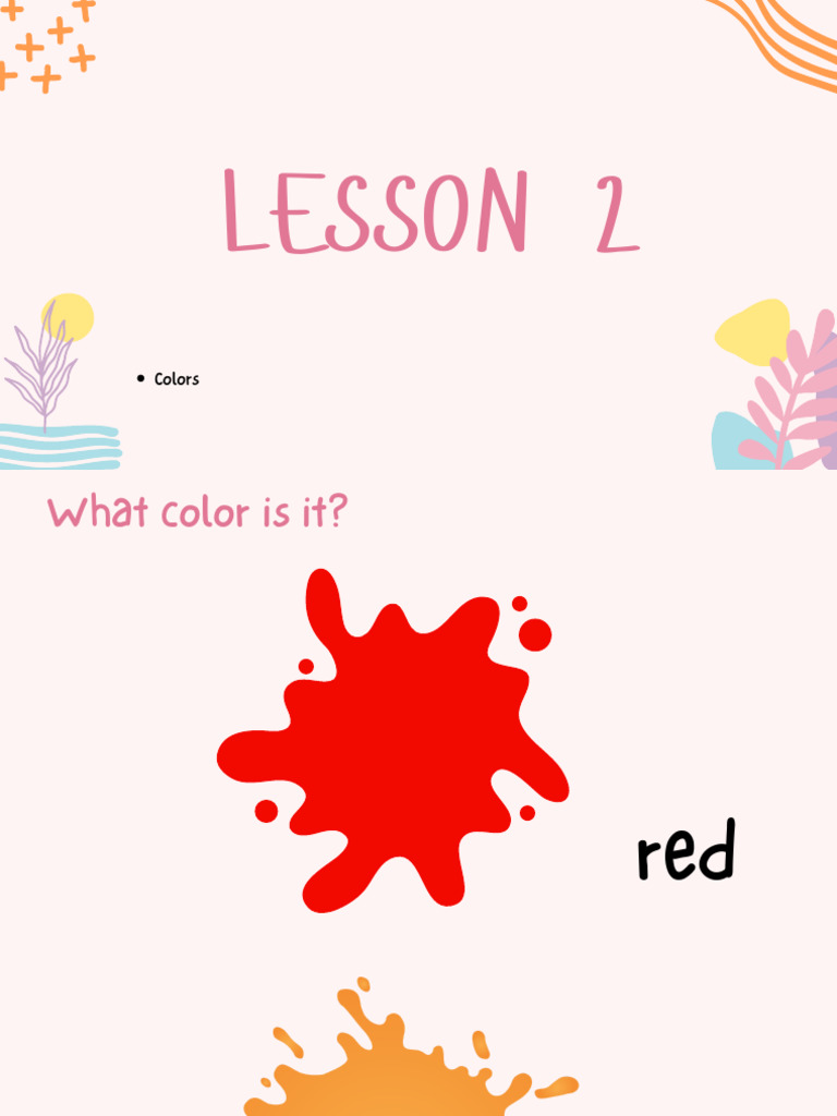 English Lesson 2 - Colors | PDF