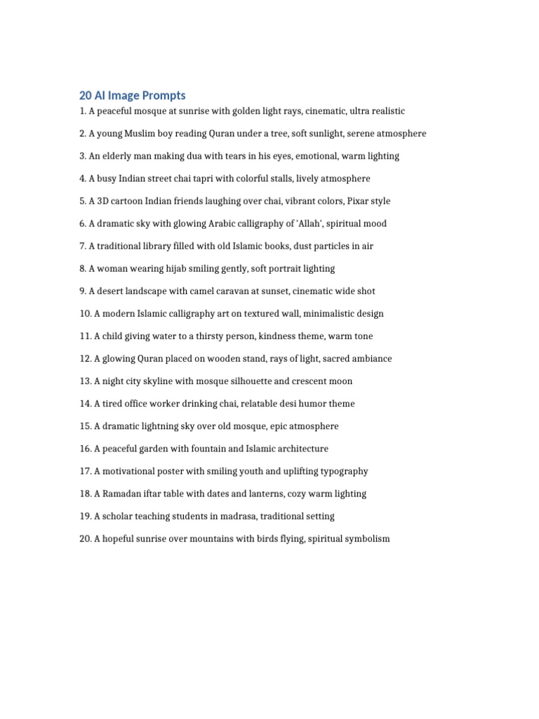 20 AI Image Prompts | PDF