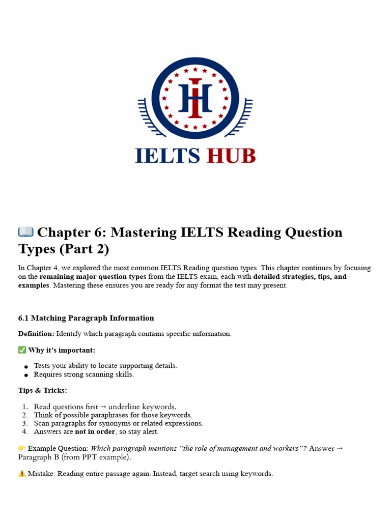5 - ? Chapter 6 - Mastering IELTS Reading Question Types (Part 2) | PDF ...
