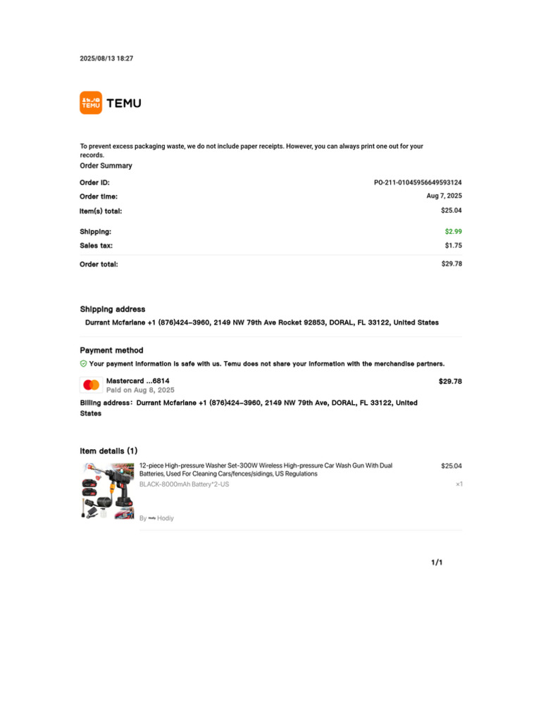 Print for TEMU Power Wash | PDF