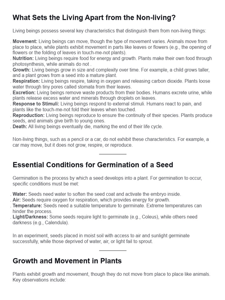 Living Creatures - Exploring Their Characteristics | PDF | Frog | Seed