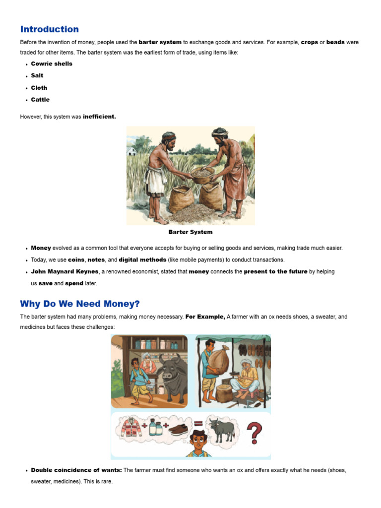 From Barter To Money Important Notes - Class 7 Social Science | PDF ...