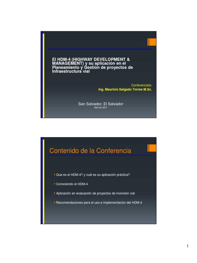 1 El HDM-4 y Su Aplicacion en El Planeamiento y Gestion de Infraestructura Vial | PDF ...
