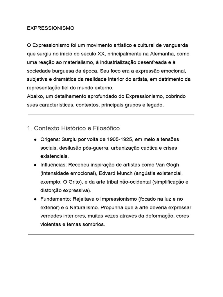 Expressionism o | PDF | Expressionismo | Movimentos artísticos