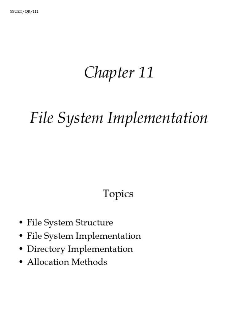 (Ch12) File System Implementation Updated(s) | PDF | File System ...