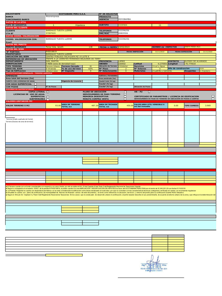 Tas. Bardalez Tuesta Llerme | PDF | Valoración (Finanzas) | Tasador