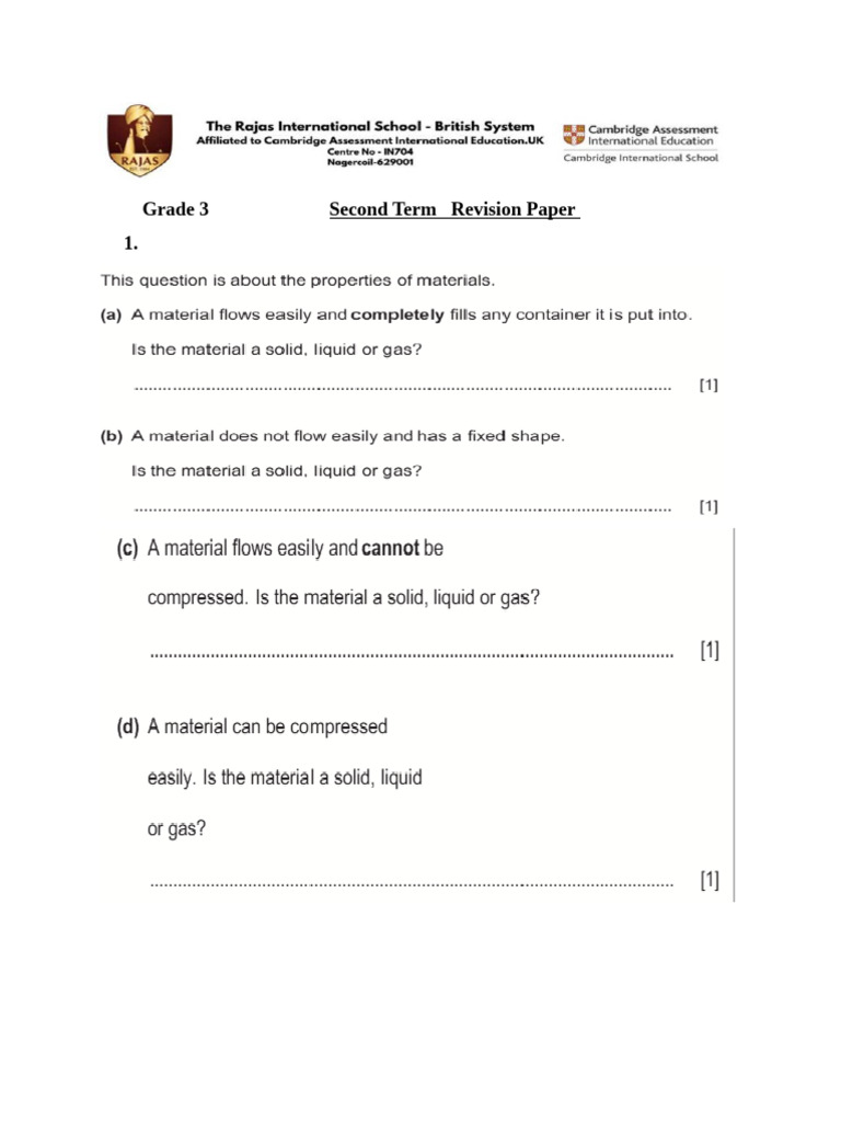 Grade 3 Revision Worksheet | PDF