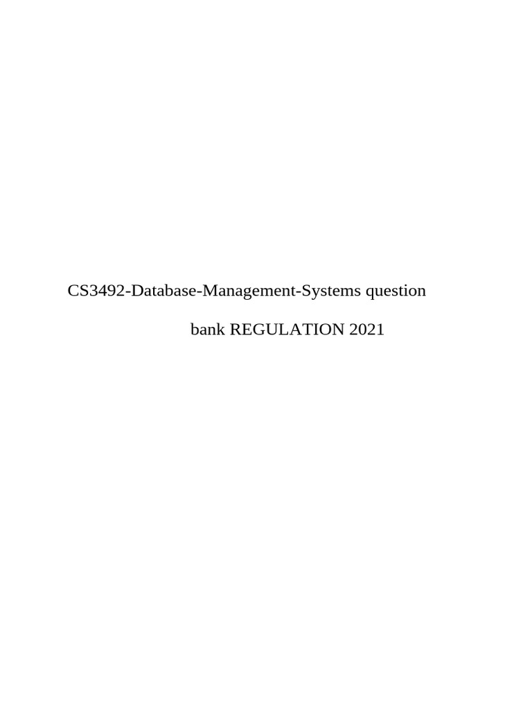 CS3492 DBMS Question Bank | PDF | Databases | Computer Data Storage