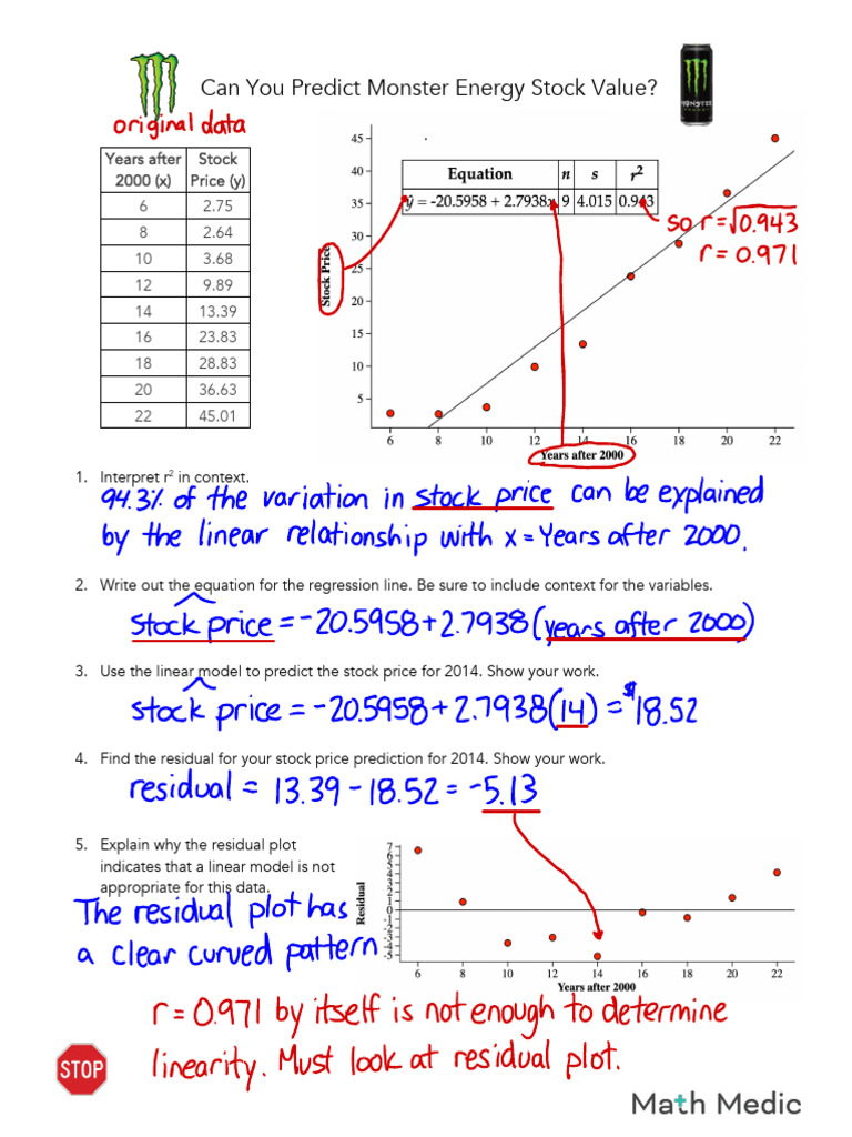 Lesson 3 6 Answer Key AP Stats Math Medic D8fbbfaba1 | PDF | Linear ...