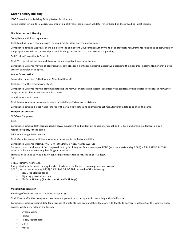 Green Factory Building Compliance Guide | PDF | Hvac | Regulatory ...