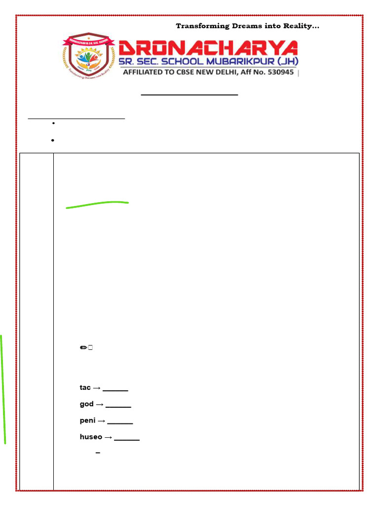 Winter Holiday Homework (Class 2nd) | PDF