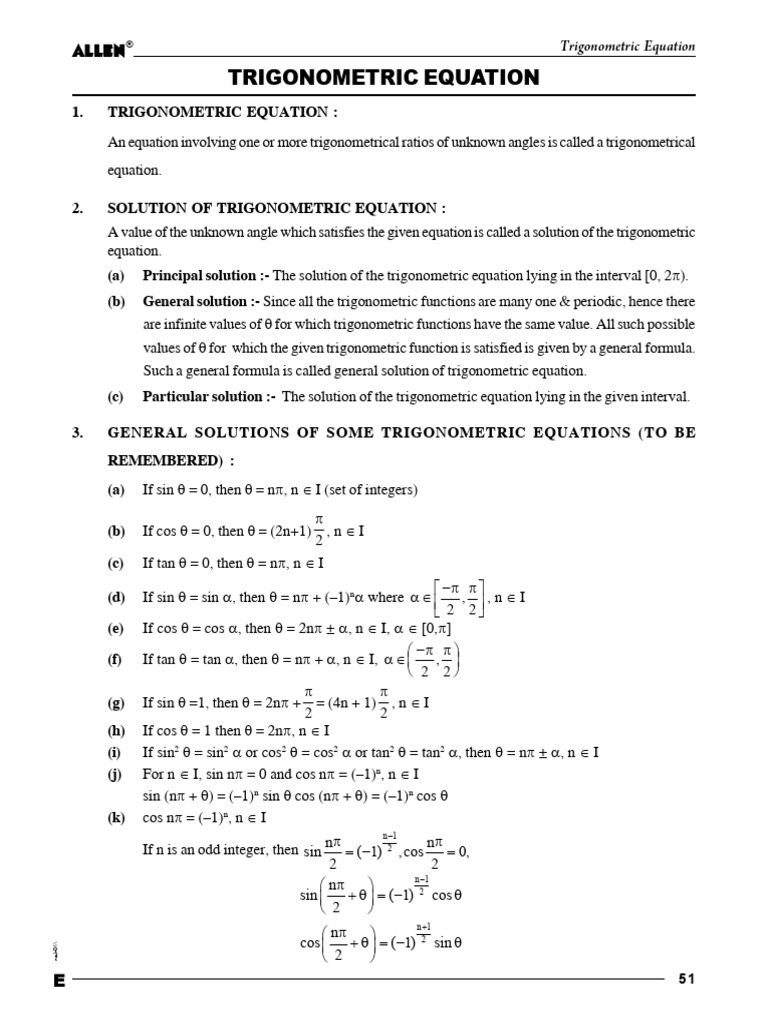 02 Trigonometric Equation | PDF | Trigonometric Functions | Complex ...