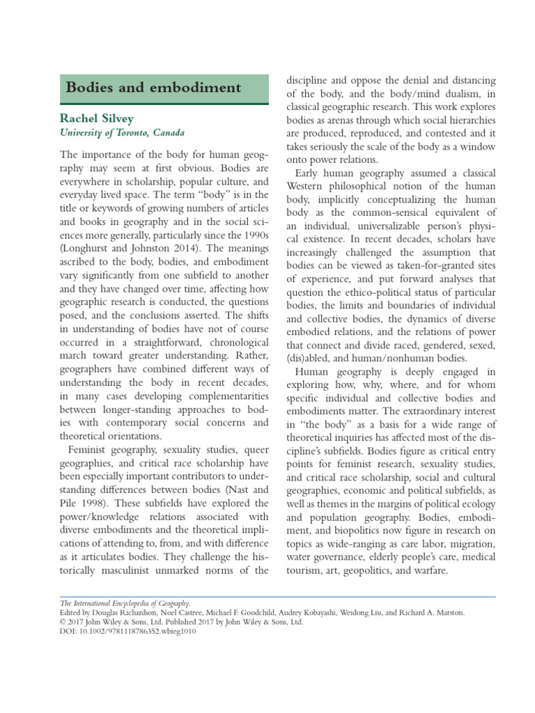 Bodies and Embodiment | PDF | Embodied Cognition | Experience