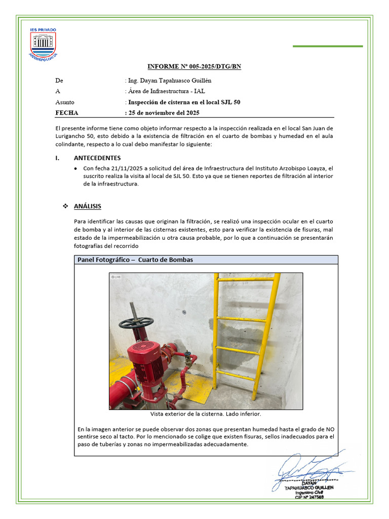 Informe 005-Dtg - Sjl 50 | PDF