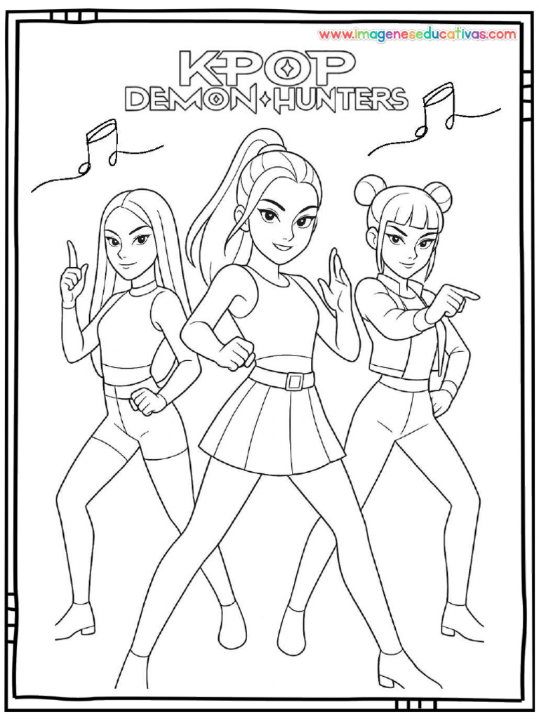 Dibujos para Colorear de Las Guerreras K Pop | PDF
