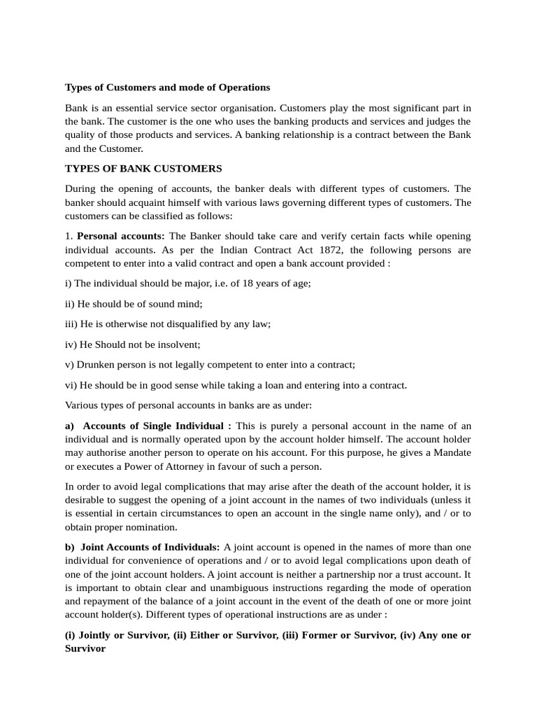 Session No. 7 -- Types of Customers and Mode of Operations | PDF ...