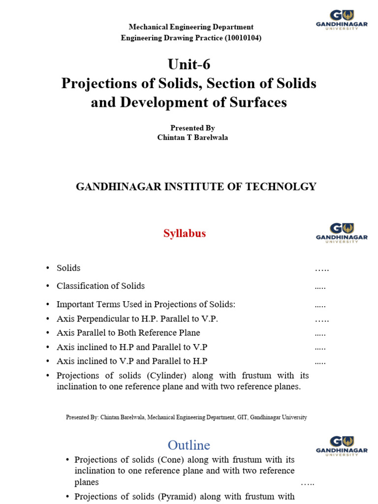 Unit-6 Projections of Solids, Section of Solids and Development of ...