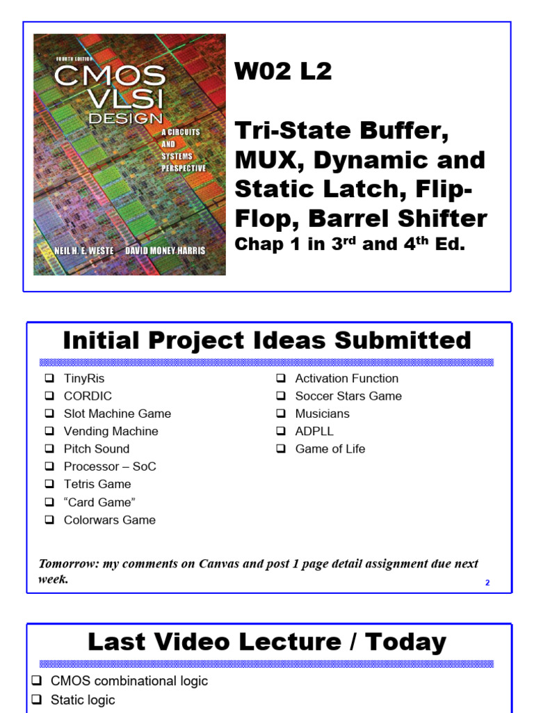 ELEC 422 Lecture 4 - Tri-state buffer, MUX, Dynamic and Static Latch ...
