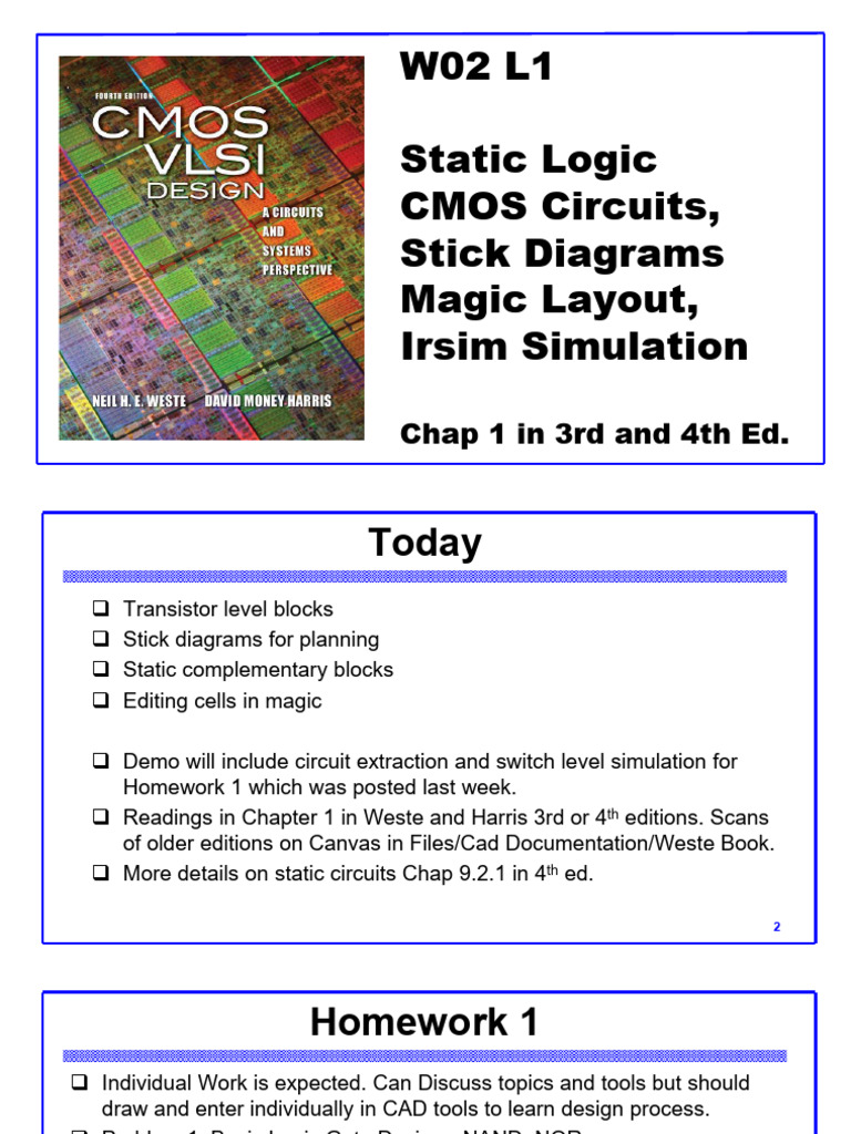 ELEC 422 Lecture 3 - static logic, cmos circuits, stick diagrams, magic ...