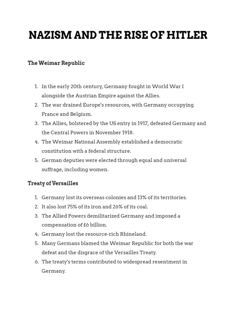 Nazism and The Rise of Hitler | PDF | Weimar Republic | Adolf Hitler