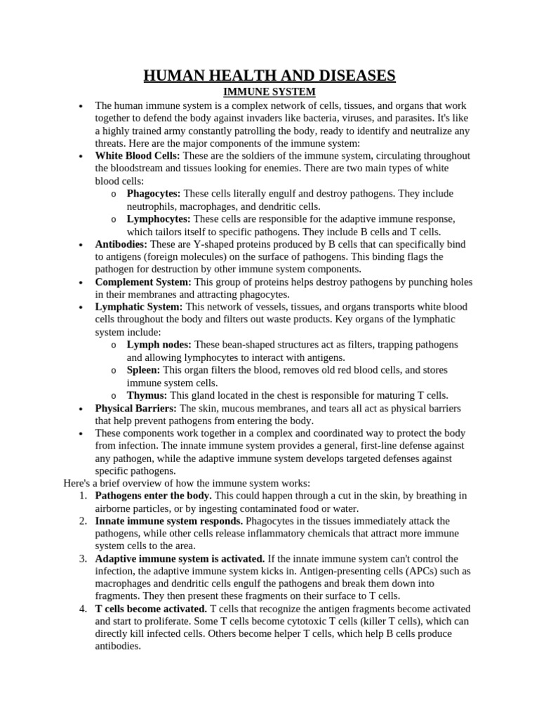 Human Health and Diseases | PDF | Immune System | Vaccines