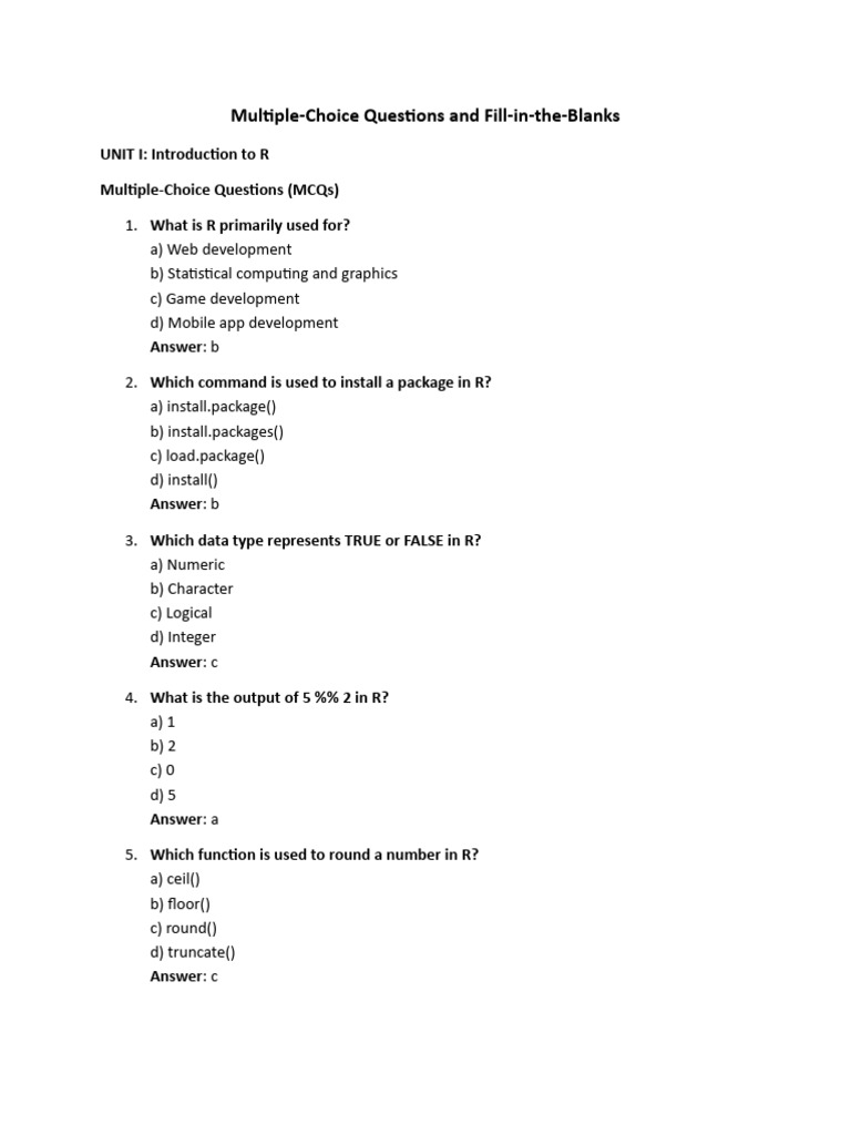 Objective r Programming Unit 1-3 | PDF | Computing | Computer Programming