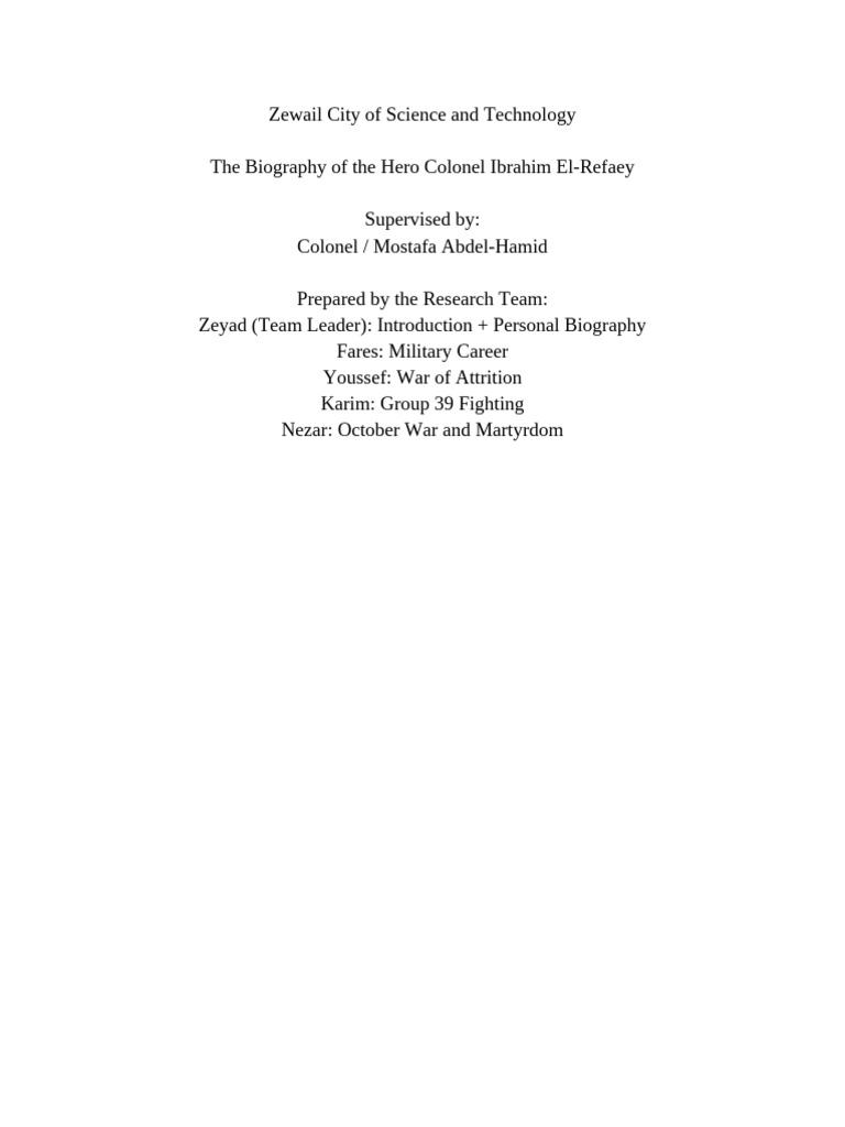 Colonel Ibrahim El-Refaey Research Paper | PDF | Yom Kippur War | Judaism