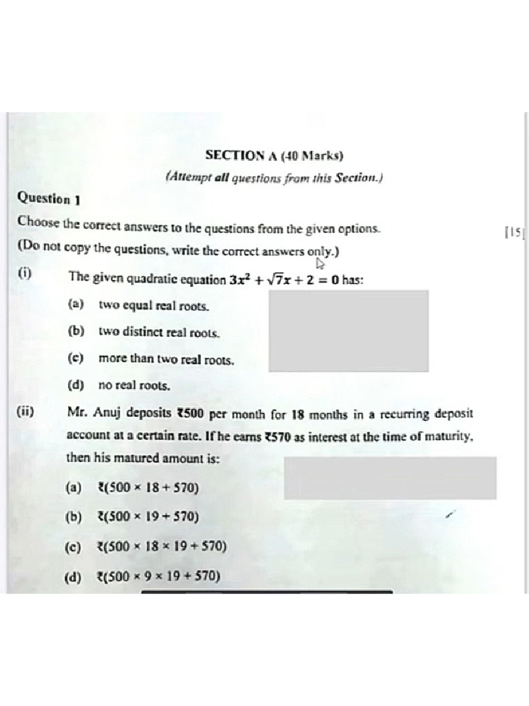 Icse 2025 Maths Paper | PDF