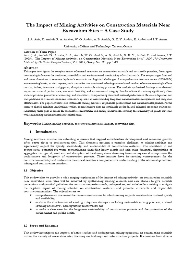 The Impact of Mining Activities on Construction Materials Near ...