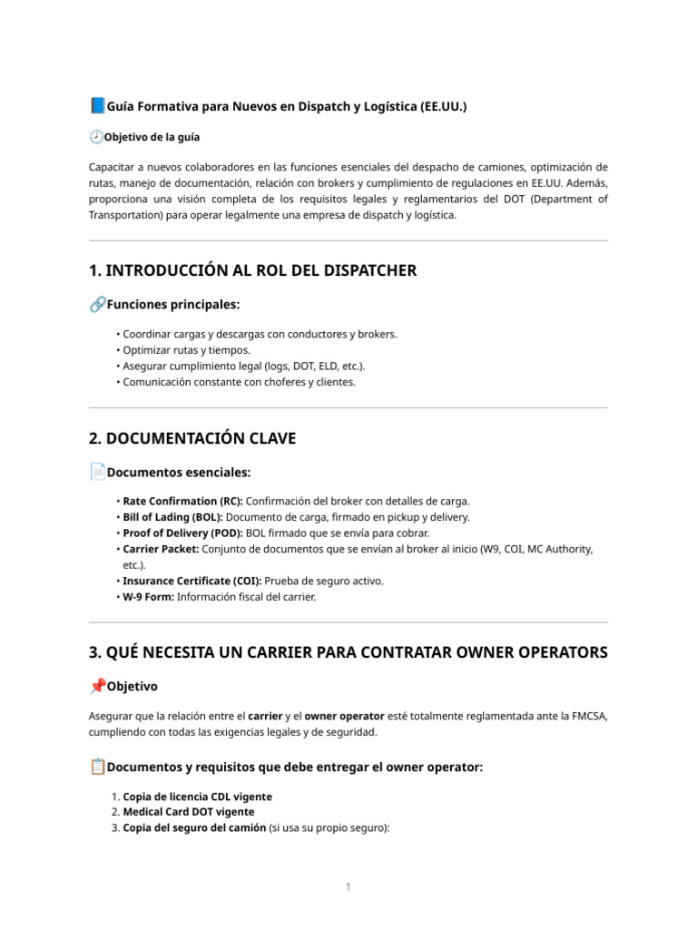 Guia Dispatch Logistica | PDF