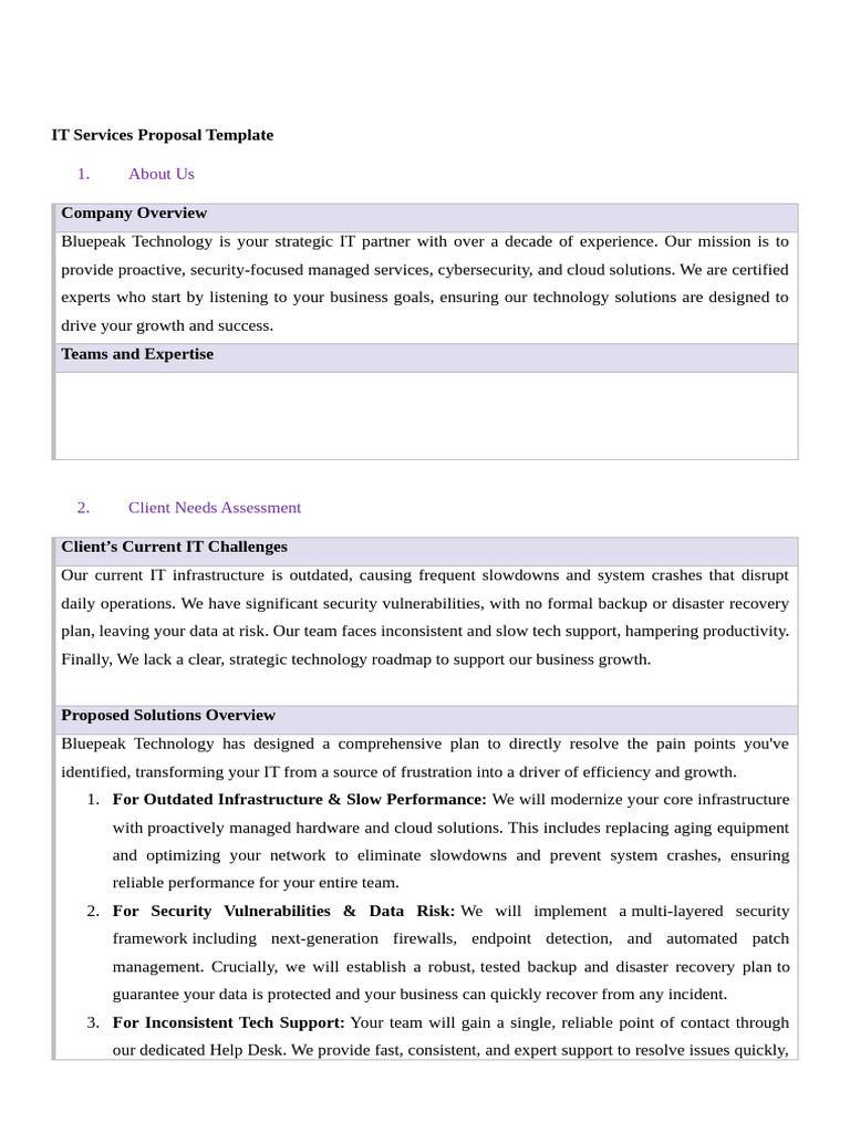 Ic It Services Proposal Template - Word 12274 | PDF | Computer Security ...