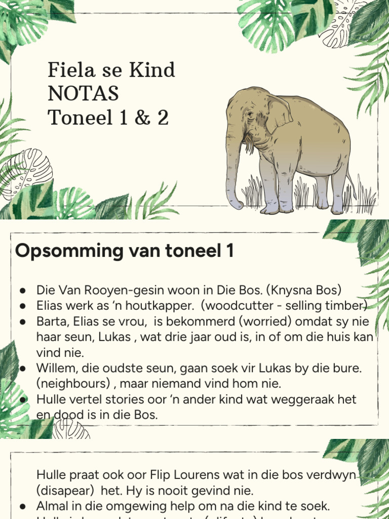 Fiela Se Kind NOTAS Toneel 1 & 2 | PDF