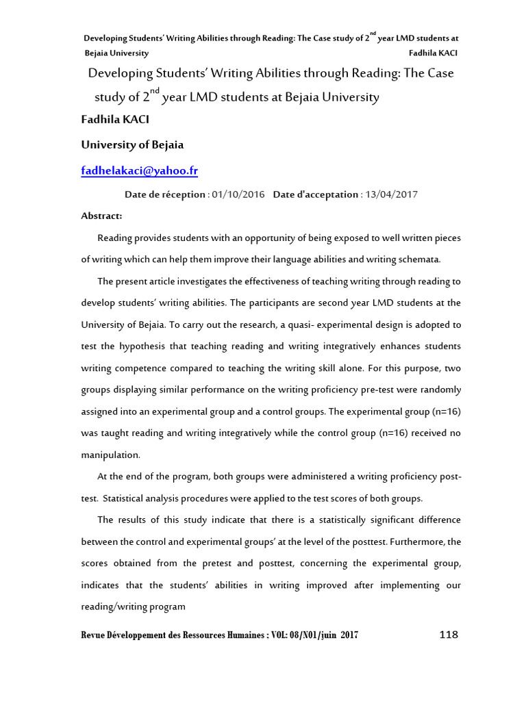 Study of 2nd Year Lmd Students at Bejaia University | PDF | Literacy ...