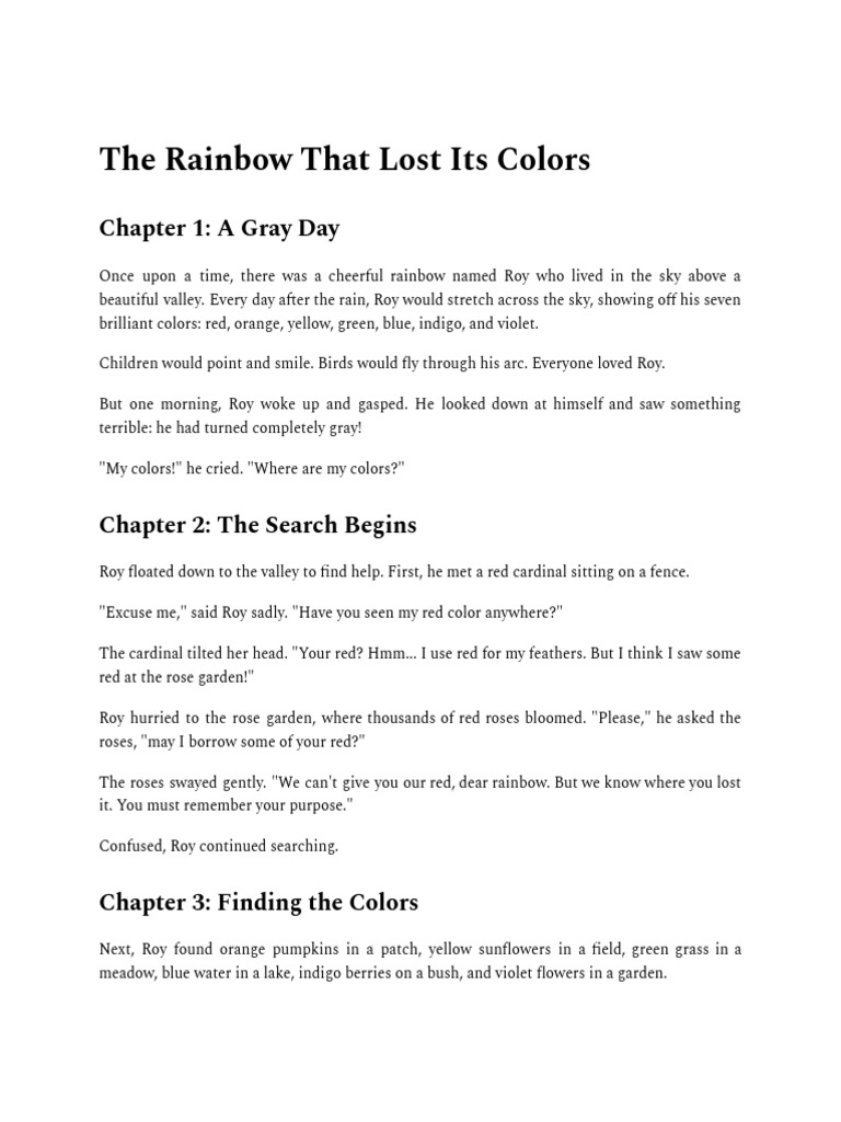 The Rainbow That Lost Its Colors | PDF | Rainbow | Color