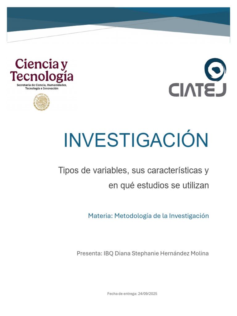 Investigación tipos de variables, caract | PDF | Experimentar | Método ...