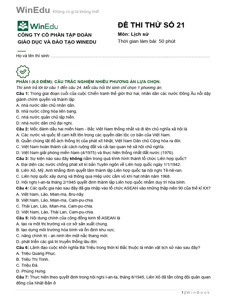 ĐỀ SỐ 21 | PDF