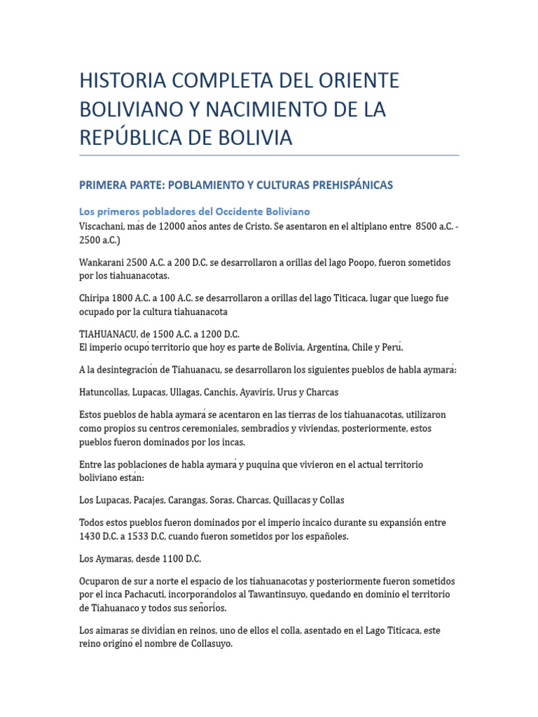 Histori Del Oriente Boliviano | PDF | Imperio Inca | Bolivia