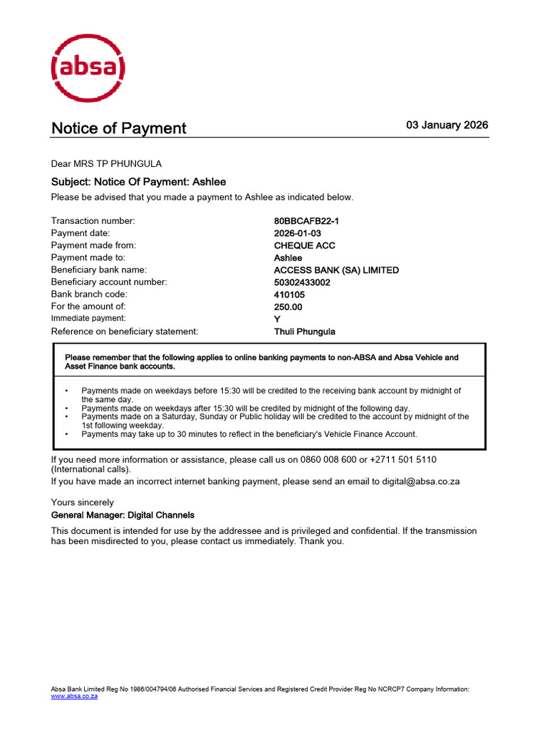 Notice of Payment | PDF