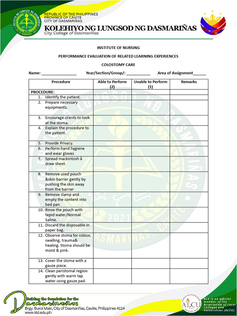 Checklist Colostomy | PDF