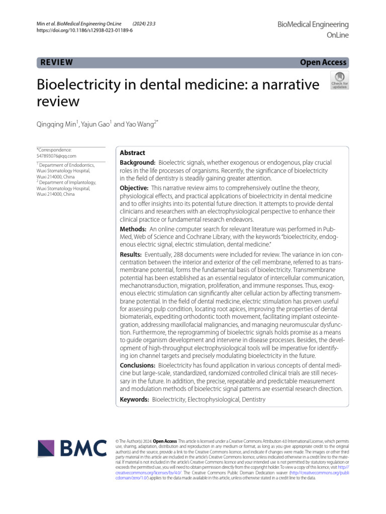 Min 等 - 2024 - Bioelectricity in Dental Medicine a Narrative Review ...