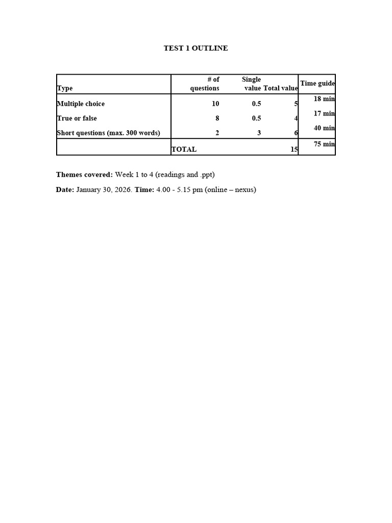 Test 1 Outline | PDF